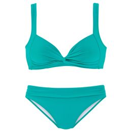 Lascana Damen Triangel-Bikini, blau, Gr. 34, unifarben, Polyamid, Bikini-Sets, in Bralette-Form