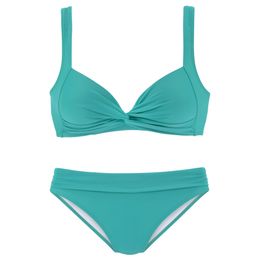 Lascana Damen Triangel-Bikini, blau, Gr. 40, unifarben, Polyamid, Bikini-Sets, in Bralette-Form