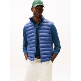 Tommy Hilfiger Herren Steppweste "PACKABLE RECYCLED VEST", blau, Gr. M, Web, Obermaterial: 100% Polyamid, Westen, mit Logostickerei