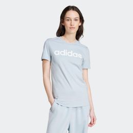 Damen T-Shirt "ESSENTIALS SLIM- MIT LOGO", blau, Gr. XS, adidas Sportswear, Obermaterial: 100% Baumwolle, Shirts