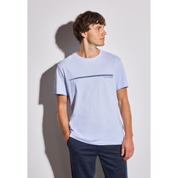 Street One MEN Herren T-Shirt, blau, Gr. M, bedruckt, Web, 100% Baumwolle, Shirts, aus reiner Baumwolle