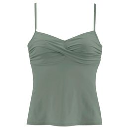 s.Oliver Damen B&uuml;gel-Tankini-Top "Spain", gr&uuml;n, Gr. 42, unifarben, Microfaser, Microfaser, Bikini-Oberteile, mit Wickeloptik