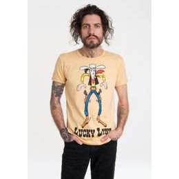 logoshirt Herren T-Shirt "Lucky Luke", gelb, Gr. L, bedruckt, 100% Baumwolle, Shirts, mit coolem Western-Print