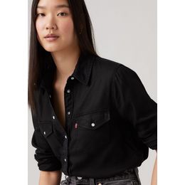 Levi's LEVI'S Damen Jeansbluse "ESSENTIAL WESTERN", schwarz, Basic, Gr. M, Denim/Jeans, Obermaterial: 67% Lyocell, 17% Modal, 16% Baumwolle, Blusen, mit