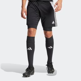 Herren Trainingsshorts "TIRO 24 2-IN-1", schwarz-wei&szlig;, Gr. S, adidas Performance, Obermaterial: 100% Polyester, Hosen