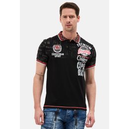 Cipo & Baxx CIPO & BAXX Herren Poloshirt, schwarz, Gr. 4XL, bedruckt, unifarben, Jersey, Obermaterial: 95% Baumwolle, 5% Elasthan, Shirts