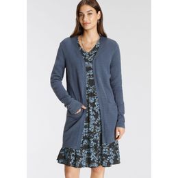 Tamaris Damen Strickjacke "mit Taschen, aus weicher Viskosemischung", blau, Basic, Gr. 44, unifarben, Strick, Obermaterial: 50% Viskose, 28%