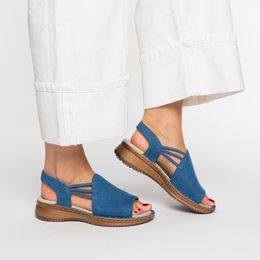 Ara Damen Riemchensandale "HAWAII", Gr. 43jeansblau, Textil, unifarben, Basic, Schuhe, Keilabsatz, Sandalette mit Gummiz&uuml;gen, in Schuhweite G (= weit)