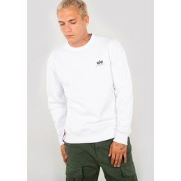 Herren Sweatshirt "Basic Sweater small Logo", wei&szlig;, Gr. S, Alpha Industries, bedruckt, angeraute Sweatware, Obermaterial: 80% Baumwolle, 20%