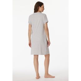 Schiesser Damen Nachthemd "Casual Essentials", Gr. 48, silber, Single Jersey, Obermaterial: 100% Baumwolle, Kleider, mit garngef&auml;rbten Streifen und