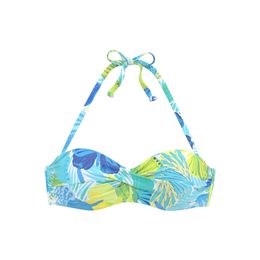 Sunseeker Damen B&uuml;gel-Bandeau-Bikini-Top, blau, Gr. 34, bedruckt, Microfaser, Polyamid, Bikini-Oberteile, mit Schmetterling-Design
