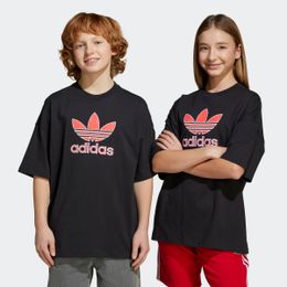 M&auml;dchen T-Shirt "OVERSIZE TREFOIL", schwarz, Gr. 164, adidas originals, Obermaterial: 100% Baumwolle, Shirts, lockerer und l&auml;ssiger Schnitt, f&uuml;r