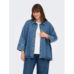 Only CARMAKOMA Damen Jeansbluse "CARGRACE 3/4 DNM SHIRT CRO", blau, Gr. 42, unifarben, Denim/Jeans, Obermaterial: 100% Baumwolle, Blusen