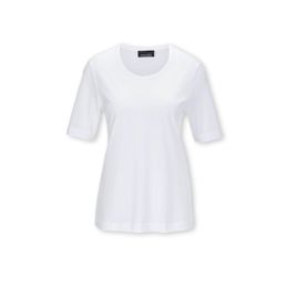 GOLDNER Damen Langarm-Poloshirt "Basic Baumwollshirt mit kurzem Arm", wei&szlig;, Gr. 48, Obermaterial: 100% Baumwolle CO., Shirts, Ohne