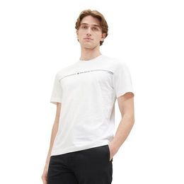 Tom Tailor Herren T-Shirt, wei&szlig;, Gr. XL, bedruckt, Single Jersey, Obermaterial: 100% Baumwolle, Shirts, mit Logofrontprint