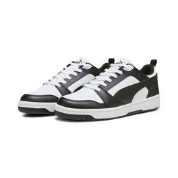 Puma Damen Sneaker "REBOUND V6 LOW", Gr. 44, schwarz-wei&szlig;, Synthetik, unifarben, Schuhe, niedrig geschnitten, mit Schn&uuml;rverschluss, aus getrommeltem