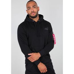 Herren Kapuzensweatshirt "BACK PRINT HOODY", schwarz, Gr. S, Alpha Industries, bedruckt, angeraute Sweatware, Obermaterial: 80% Baumwolle, 20%