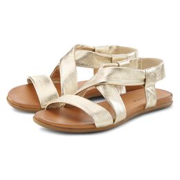 Lascana Damen Sandale "Sommerschuh", Gr. 38, gold, Obermaterial: 100% Rindsleder. Decksohle: 100% Rindsleder. Laufsohle: 100% Synthetik, unifarben,