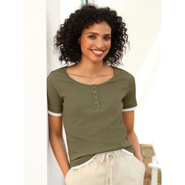 Heine Damen 2-in-1-Shirt "Shirt"khaki, Gr. 40, unifarben, 95% Baumwolle, 5% Elasthan, Shirts