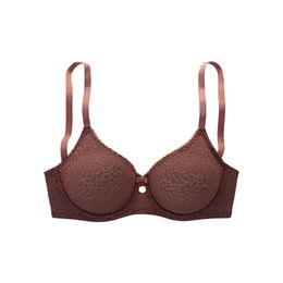 Damen Minimizer-BH, NUANCE BY LASCANA, Gr. 70braun, mocca, Spitze, Obermaterial: 91% Polyamid, 9% Elasthan, BHs, mit B&uuml;gel aus leicht transparenter
