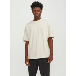 Jack & Jones JACK & JONES Herren Oversize-Shirt "JJEBRADLEY Oversize T-Shirt mit klassischem Rundhalsausschnitt", wei&szlig;, Gr. L, unifarben, Jersey, Obermaterial: