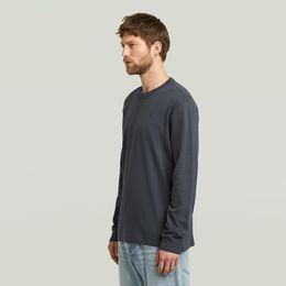 G-Star Raw G-STAR Herren Longsleeve "Nifous R", grau, Gr. S, unifarben, Jersey, Obermaterial: 100% Baumwolle, Shirts, mit geripptem Einsatz vorne