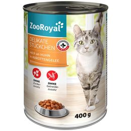 ZooRoyal Delikate St&uuml;ckchen mit H&uuml;hnchen in Karottengelee Katzen-Nassfutter ohne Zuckerzusatz 12x400g