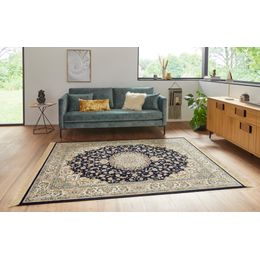Teppich Hanse Home, B:95cm H:5mm L:140cm, blau, Viskose, Wohnzimmer, Teppiche, "Antik Nain", Orientalisch mit Fransen, Orient, Wohnzimmer,
