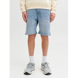 Jack & Jones Shorts JACK & JONES JUNIOR "JJIRICK JJORIGINAL SHORTS AT 999 JNR", M&auml;dchen, Gr. 170, N-Gr, light blau denim, Denim/Jeans, Obermaterial: 54% Baumwolle, 33% Polyester, 7% Lyocell, 4% Viskose, 2% Elasthan, washed, regular fit kn&ouml;chellang, Hosen Shorts