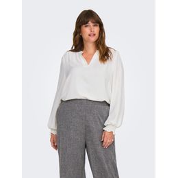 Only CARMAKOMA Damen Shirtbluse "CARMETTA LIFE V-NECK TOP WVN NOOS", wei&szlig;, Gr. 50, unifarben, Web, Obermaterial: 100% Polyester, Blusen, Kunstfaser,