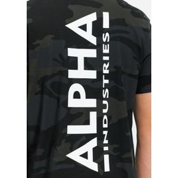Herren T-Shirt "Backprint T-Shirt Camo", schwarz, Gr. M, Alpha Industries, Obermaterial: 100% Baumwolle, Shirts
