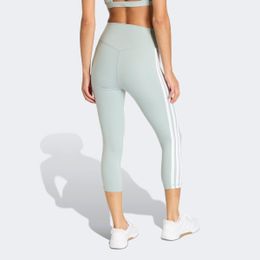 Damen Trainingstights "OPT ES 3S 3/4 L", gr&uuml;n, Gr. M, adidas Performance, Obermaterial: 85% Polyester, 15% Elasthan, Hosen