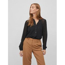 Vila Damen Blusenshirt "VICHIKKA LACE L/S SHIRT- NOOS", schwarz, Gr. M, unifarben, Jersey, Obermaterial: 95% Polyamid, 5% Elasthan, Shirts