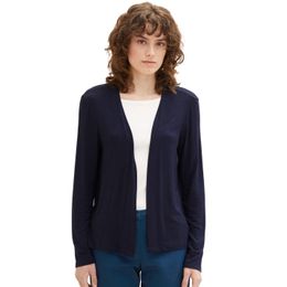 Tom Tailor Damen Cardigan, blau, Gr. S, unifarben, Strick, Obermaterial: 98% Viskose, 2% Elasthan, Strickjacken, ohne Verschluss