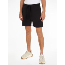 Tommy Jeans Herren Cargoshorts "TJM BADGE CARGO SHORT", schwarz, Gr. S, unifarben, Sweatware, Obermaterial: 100% Baumwolle, Hosen, mit Seitentasche