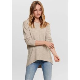 Only Damen Rundhalspullover "ONLNANJING L/S PULLOVER KNT NOOS", beige, Gr. S, meliert, Strick, Obermaterial: 77% Polyacryl, 19% Polyester, 4%