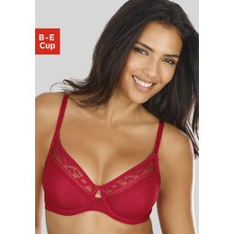Vivance Damen T-Shirt-BH, Gr. 80, rot, Spitze, Obermaterial: 86% Polyamid, 14% Elasthan, BHs, aus feinem Mesh-Material und Spitze in Leo-Optik,