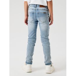 name it Jungen Slim-fit-Jeans "NKMTHEO XSLIM JEANS 1280-GY NOOS", blau, Gr. 164, Abriebeffekte, Denim/Jeans, Obermaterial: 68% Baumwolle, 27%