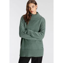 Tamaris Damen Rollkragenpullover "aus weicher Viskosemischung", gr&uuml;n, Gr. 36, meliert, unifarben, Strick, Obermaterial: 50% Viskose, 26% Polyamid,