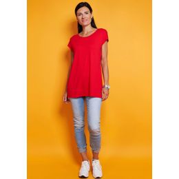 Seidel Moden Damen Longshirt, rot, Gr. 52, unifarben, Jersey, Obermaterial: 95% Viskose, 5% Elasthan, Shirts, MADE IN GERMANY
