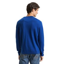 Tom Tailor Herren Rundhalspulloversmoky blau melange, Gr. M, meliert, Strick, Obermaterial: 100% Baumwolle, Pullover, mit Logostickerei