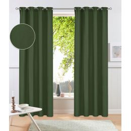 Vorhang OTTO HOME, B:140cm H:225cm, gr&uuml;n, Polyester, Recyceltes Material, Wohnzimmer, Gardinen, "Parry", 2-er Set, blickdicht, monochrom, basic