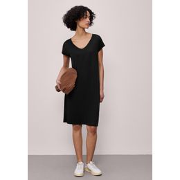 Street One Damen Jerseykleid, schwarz, Gr. 34, unifarben mit Farbeins&auml;tzen, Jersey, 95% Viskose, 5% Elasthan, Kleider, aus Viskose