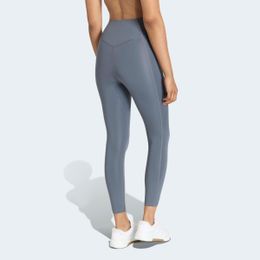 Damen Trainingstights "OPT POW ESS 7/8", grau, Gr. L, adidas Performance, Obermaterial: 85% Polyester, 15% Elasthan, Hosen