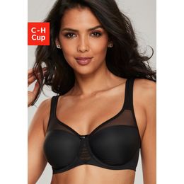 Damen Minimizer-BH, NUANCE BY LASCANA, Gr. 110, schwarz, Netz, Obermaterial: 71% Polyamid, 29% Elasthan, BHs, mit B&uuml;gel & breiten, wattierten Tr&auml;gern