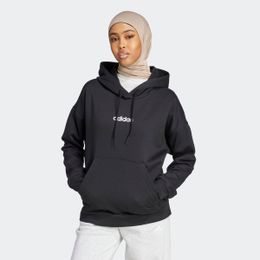 Damen Kapuzensweatshirt "ESSENTIALS LINEAR HOODIE", schwarz-wei&szlig;, Gr. XS, adidas Sportswear, Obermaterial: 55% Baumwolle, 36% Polyester, 9% Viskose,