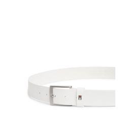 Tommy Hilfiger Herren Lederg&uuml;rtel "ADAN 3.5 cm breit EXT", wei&szlig;, Gr. 125, Rindsleder, G&uuml;rtel, Metalllogopatch, Einfachdornschnalle