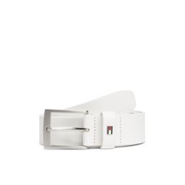 Tommy Hilfiger Herren Lederg&uuml;rtel "ADAN 3.5 cm breit EXT", wei&szlig;, Gr. 115, Rindsleder, G&uuml;rtel, Metalllogopatch, Einfachdornschnalle