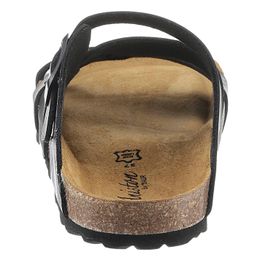 ANISTON SHOES Damen Pantolette, Gr. 41, schwarz-wei&szlig;, Lederimitat, Schuhe, Sommerschuh, Schlappen mit verstellbaren Schnallen