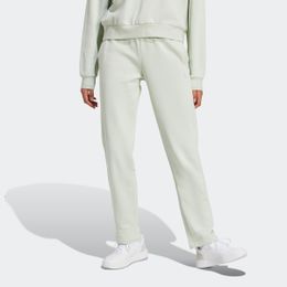 Damen Sporthose "ESSENTIALS SMALL LOGO FEEL COZY OPEN HEM", gr&uuml;n, Gr. XS, adidas Sportswear, Obermaterial: 70% Baumwolle, 30% Polyester, Hosen